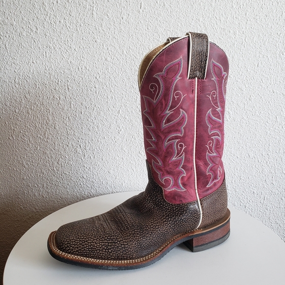 Justin Boots | Shoes | Justin Western Cowboy Boots Square Toe Flame ...